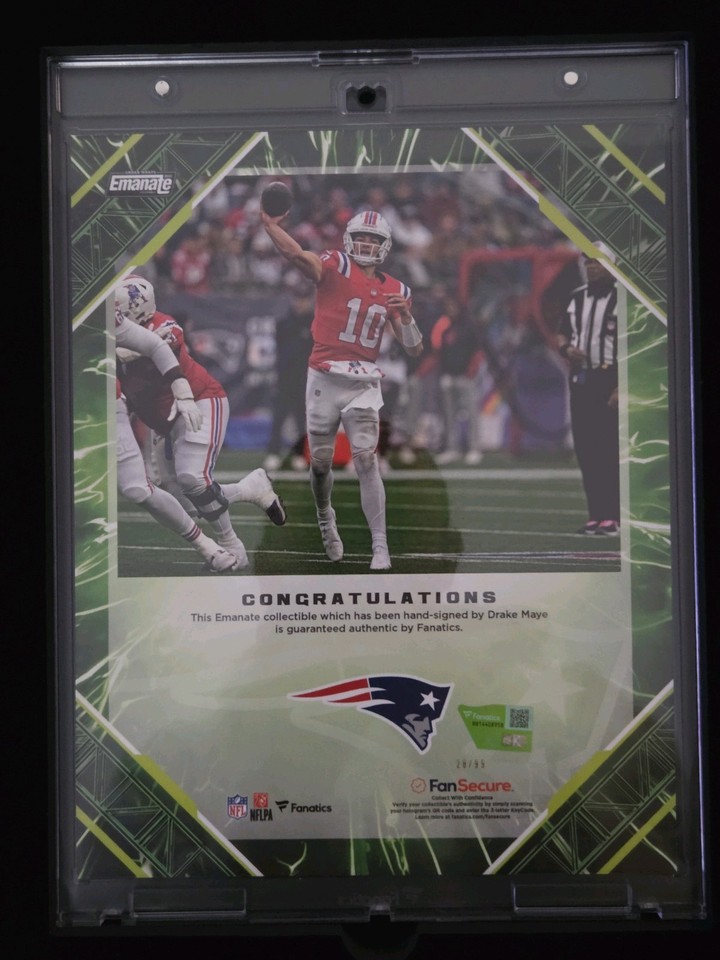 2025 Fanatics Emanate Drake Maye Auto Green Autograph NFL Patriots ...
