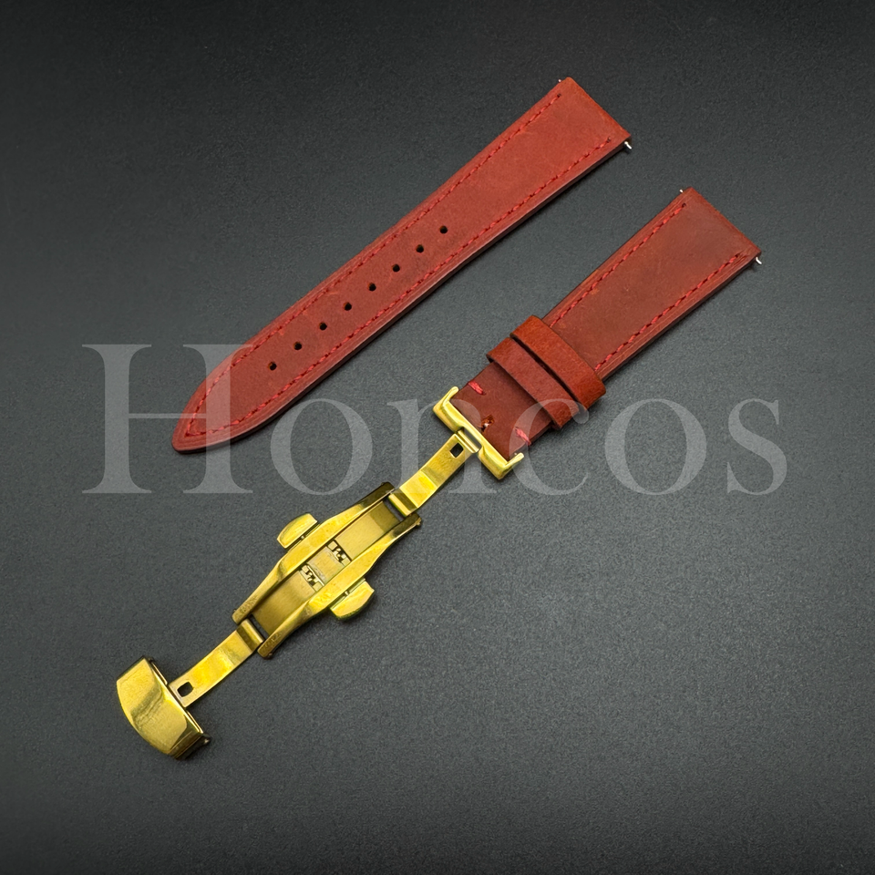 18-22 MM Vintage Leather Watch Band Strap Clasp Quick Release Fits ...