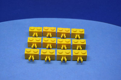LEGO 12 x Stein Vertikal Clip 1x2 gelb yellow brick with clip 30237 ...