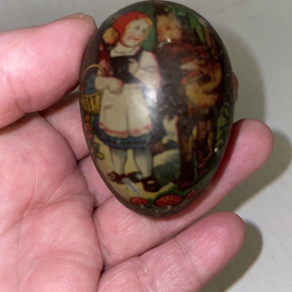 Antique 1890’s German Little Red Riding Hood Egg Tin Lithograph Tin ...
