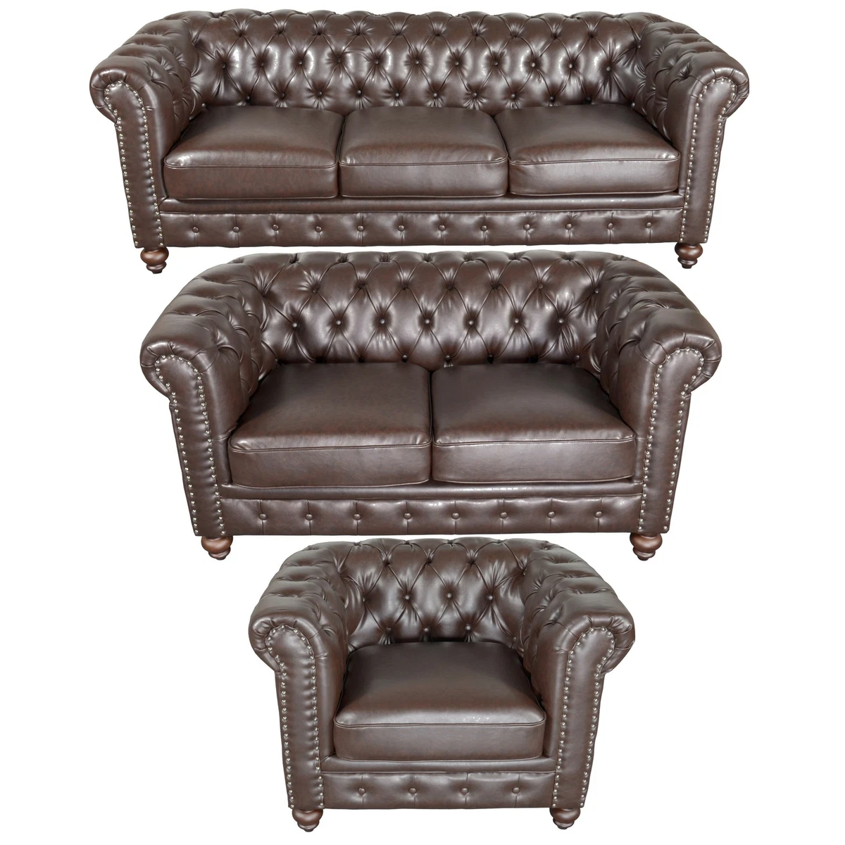Brown Leather Sofa Set