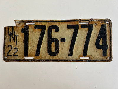 1922 Ontario License Plate All Original Paint, upper left corner ...