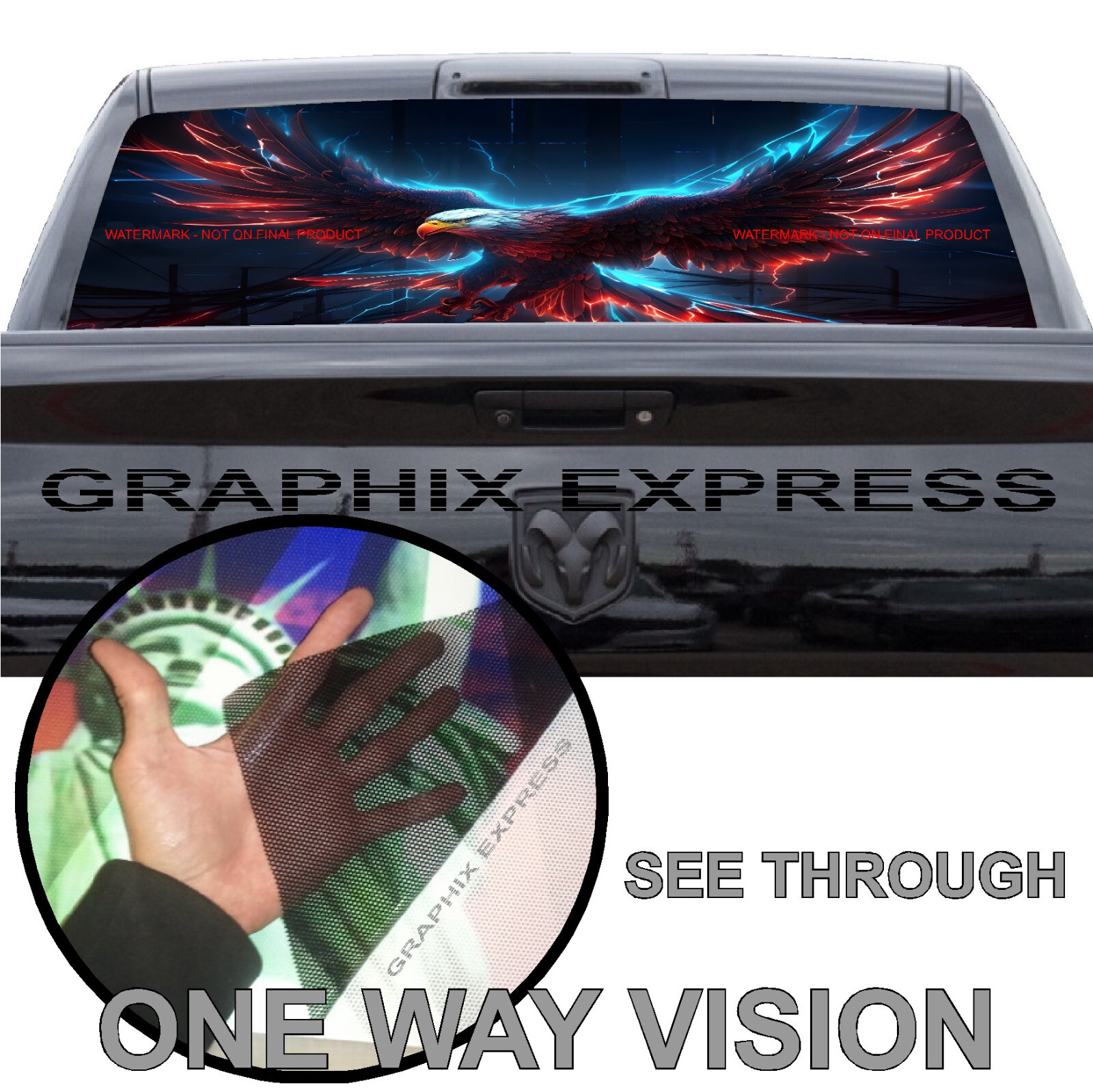 Truck Back Window Graphics American Flag Eagle (P549) See Through Rear ...