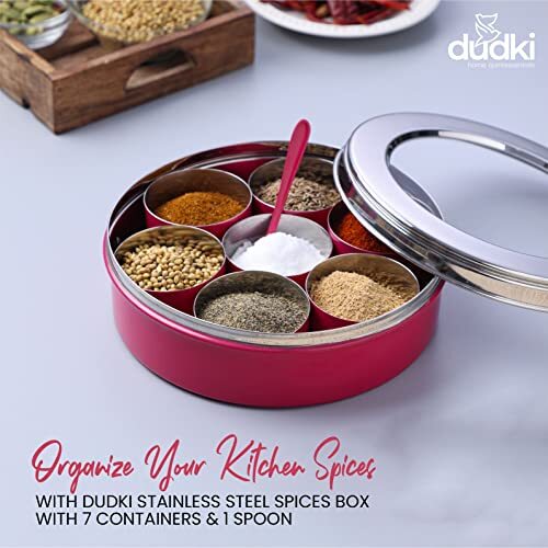 Dudki Stainless Steel Masala Box Spice Box Masala Dabba Kitchen ...