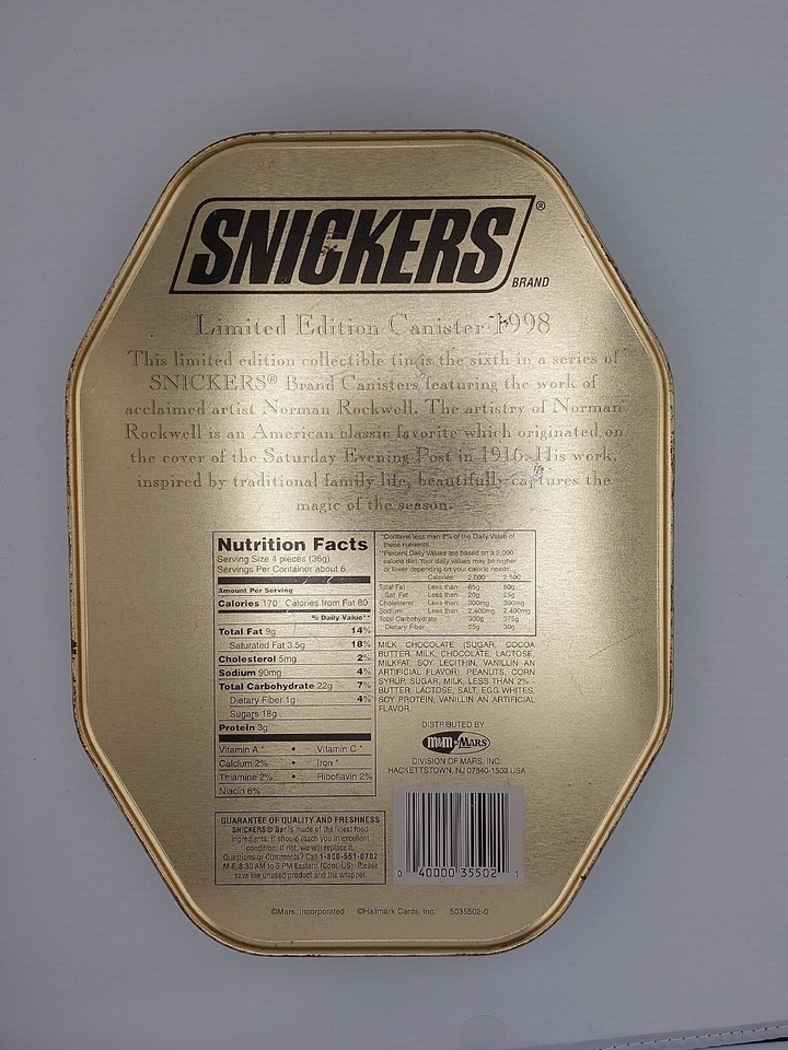 1998 Snickers Limited Edition Norman Rockwell 1949 Christmas Holiday ...