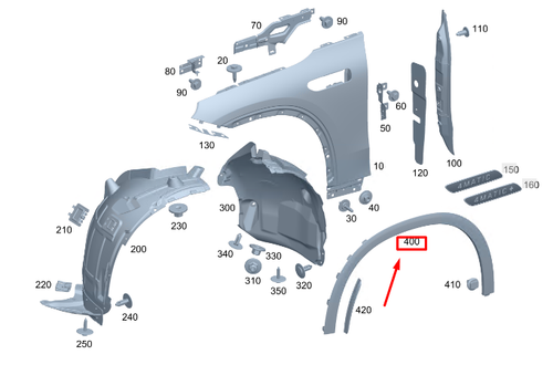 MERCEDES-BENZ EQE SUV X294 Front Left Wheel Arch Molding A2948805900 ...