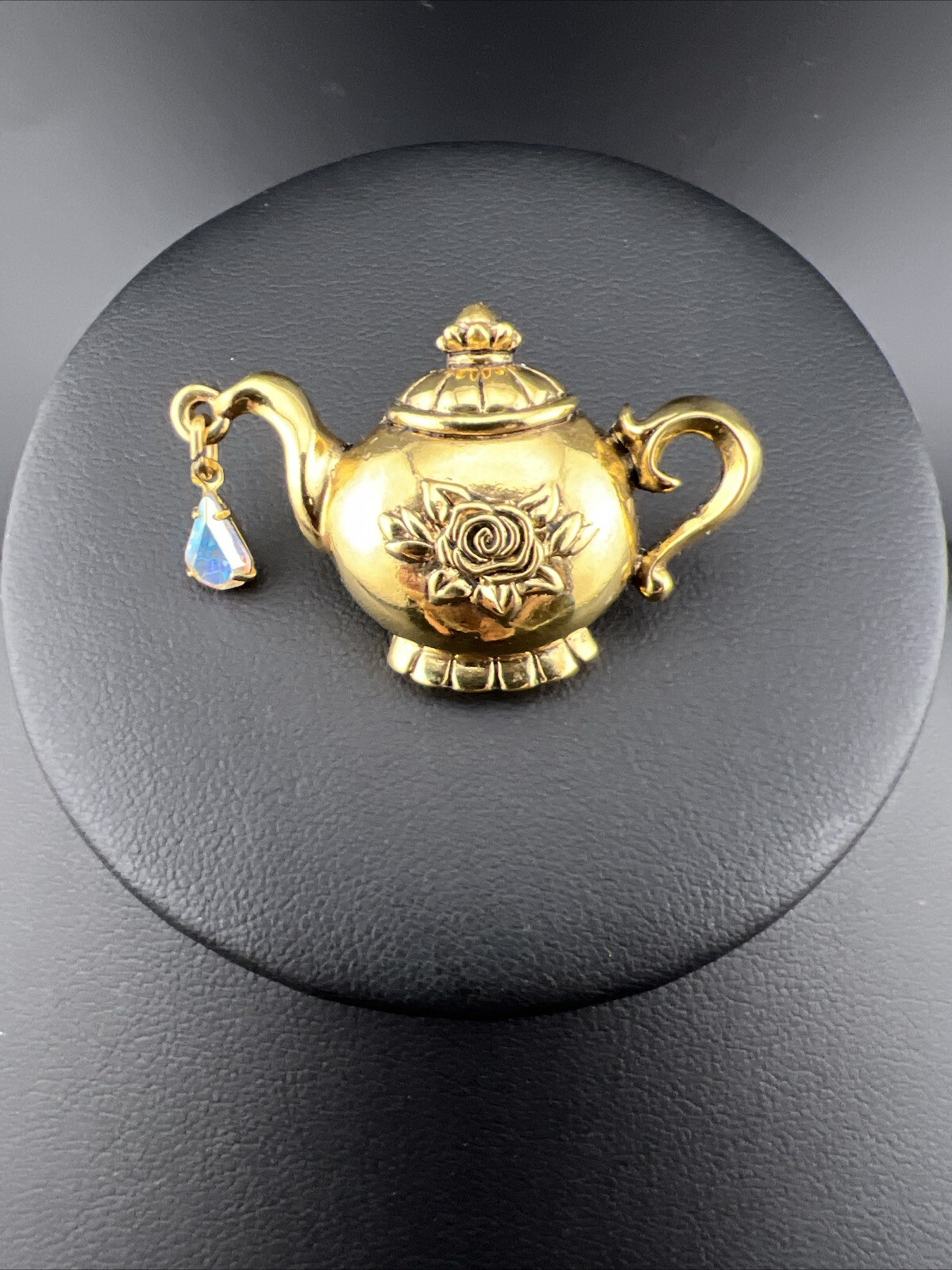 Signed Avon Vintage 1997 Tea Time Tac Pin Teapot Brooch AB Rhinestone 1 ...
