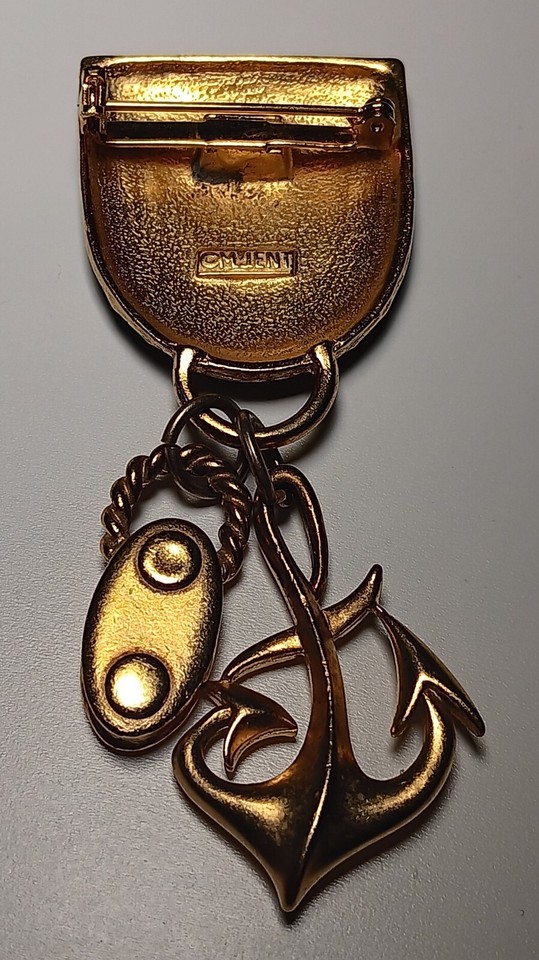 Vintage Boat Captain Nautical Enamel Shield & Anchor Brooch/Pin By M ...