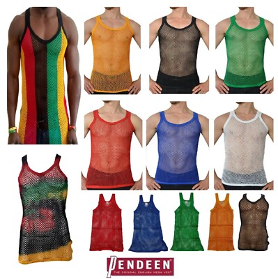 Mens Vest Top Original Pendeen Men Rasta Mesh Fishnet String Cotton ...