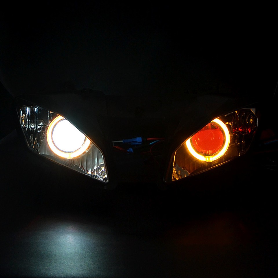 Headlight Assembly Amber Halo HID Light Red Demon Eyes for Yamaha YZF ...