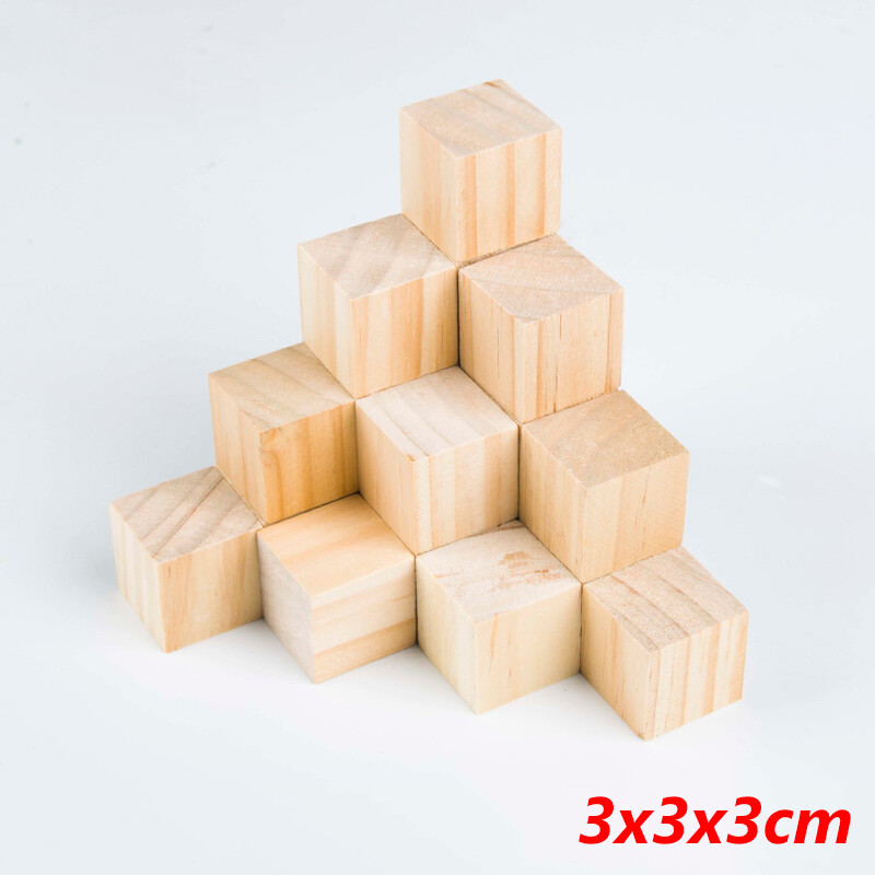 Square Wooden Block Nature Pine Wood Cube Side Length 1-10 cm Craft ...
