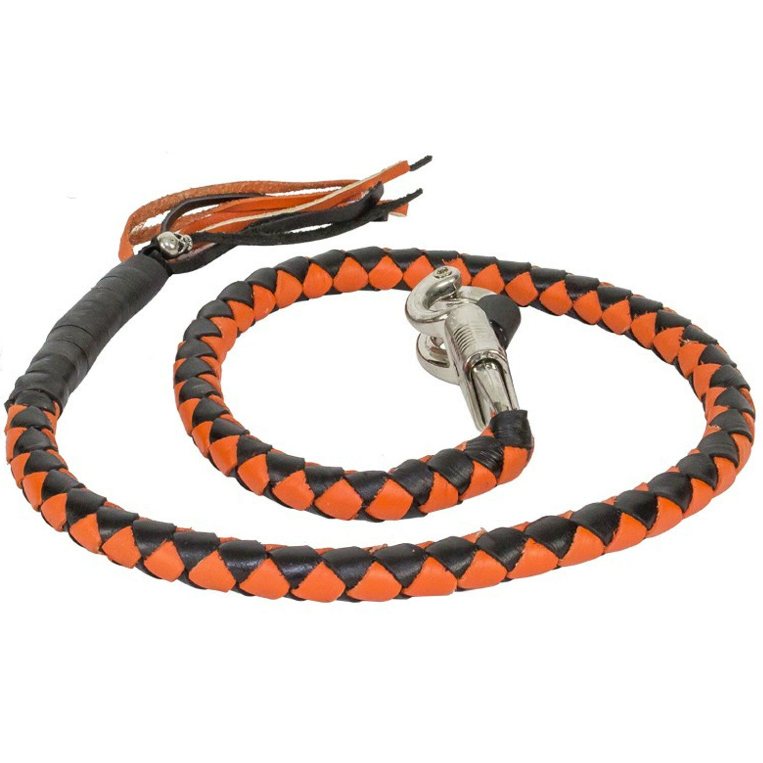 36" Leather Motorcycle Get Back Whip for Handlebar Fringed Biker Whip ...
