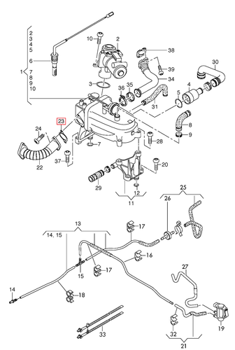 NEW GENUINE AUDI VOLKSWAGEN DIESEL ENGINE CONECTING PIPE GASKET SEAL ...