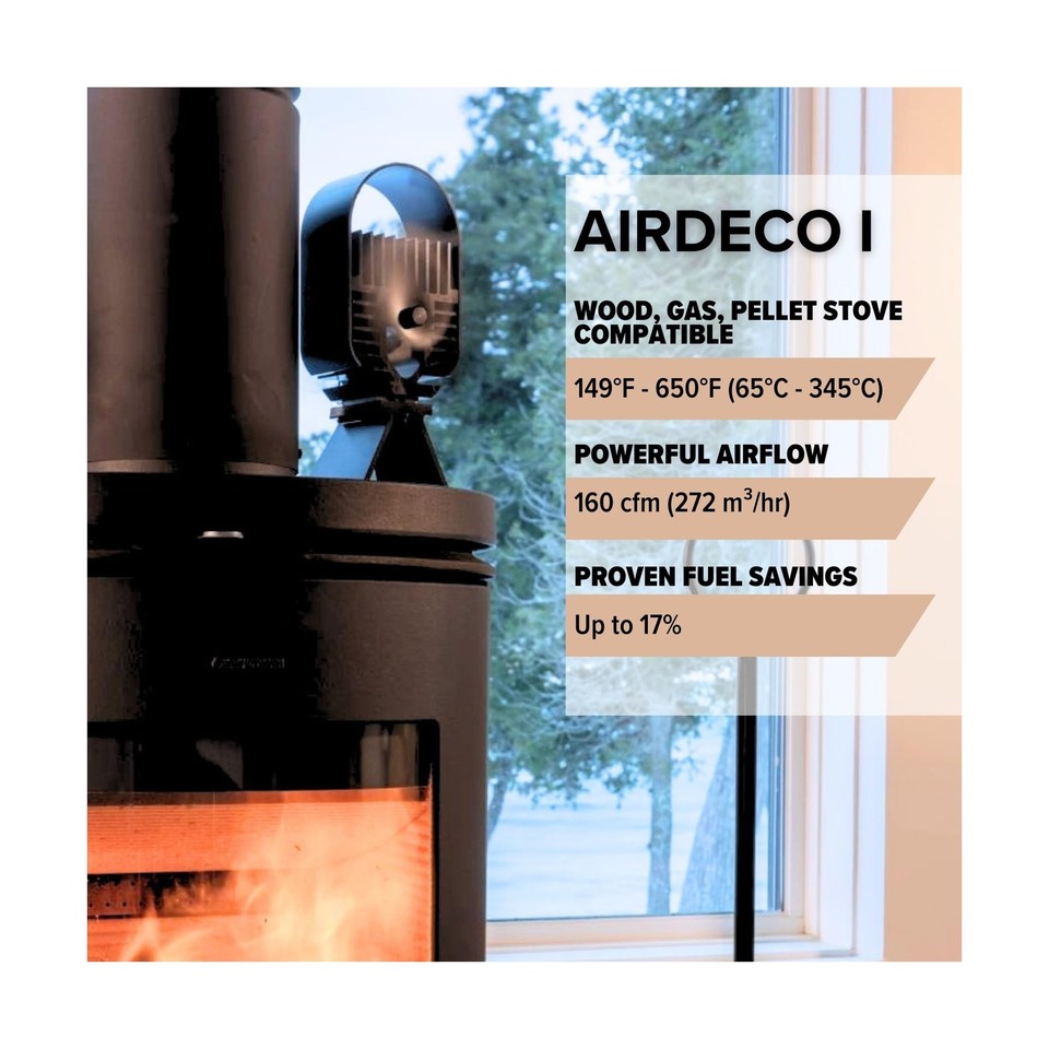 AirDeco I Heat Powered Stove Fan - Powerful Modern Design, Low Start ...