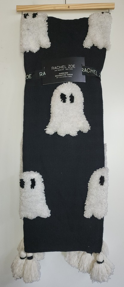 Rachel Zoe Ghost Blanket Halloween Throw 50x60 Black White Tiktok ...