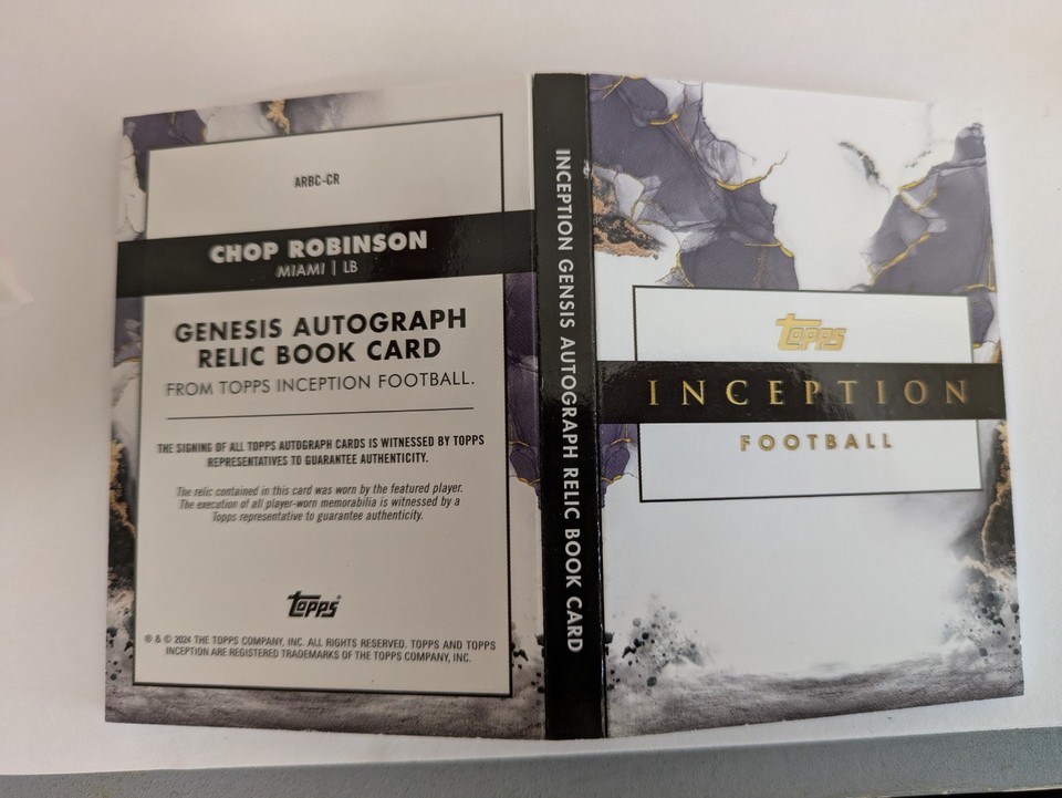 Chop Robinson RC Booklet Patch Auto /20 Genesis ! 2024 Topps Inception ...