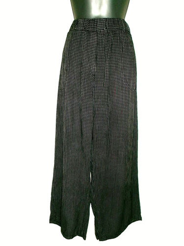 CUT LOOSE BLACK & GREY GINGHAM CHECK CROPPED TROUSERS SIZE L W 32 ...