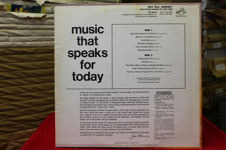 Ed Ames Sings Who Will Answer? (And Other Songs Of Our Time) LSP-3961 ...