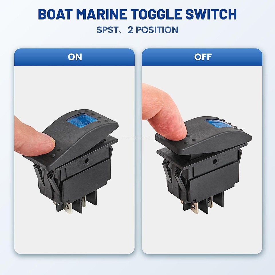 8x Waterproof Rocker Toggle Switch 12V ON-OFF 4P Blue LED For Polaris ...