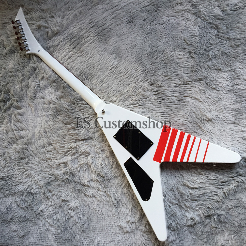 Custom White Buckethead V Y2KV Electric Guitar Red Strip Kill Switch ...