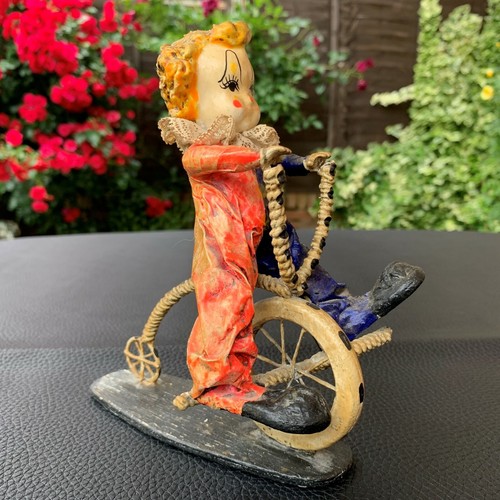 Art Nouveau Early Paper - Mache Circus Clown on Wire Penny Farthing ...