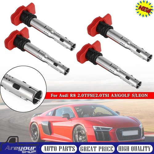 4x Red Coil Packs Set 06E905115E For Audi R8 2.0TFSI/2.0TSI A3/GOLF 5 ...