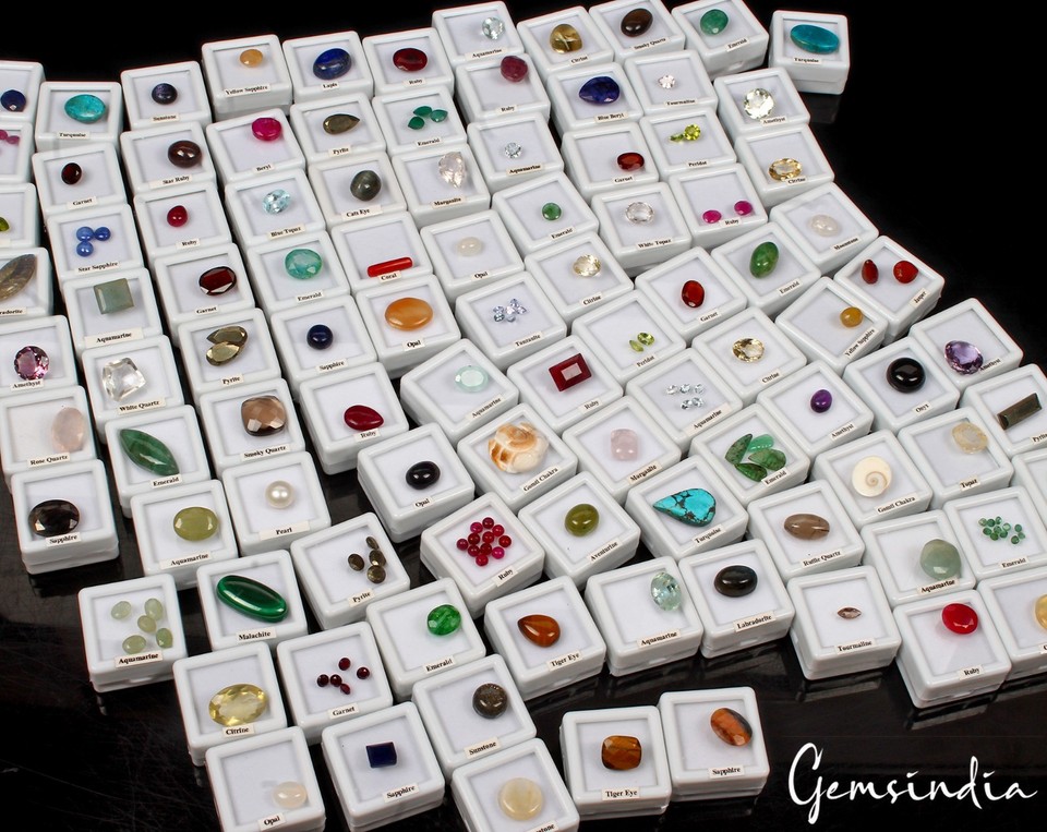 139 Pcs Estate Genuine Semi Precious Loose Mix Cut Multi Gems 100 Box ...