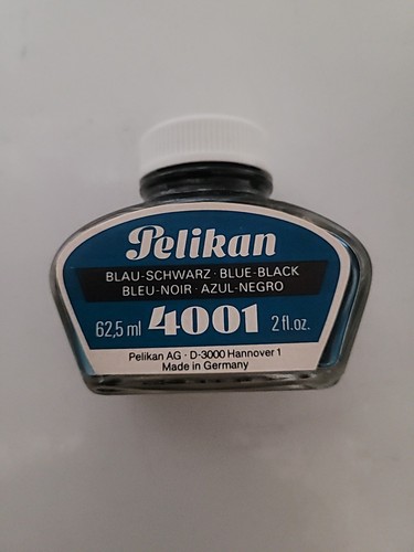 Vintage Pelikan Blue-Black 4001 Fountain Pen Ink 62,5mL Made in Germany ...