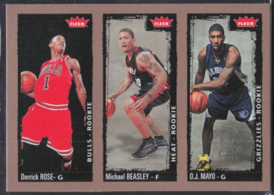 2008-09 Fleer #236 Derrick Rose / Michael Beasley / O.J. Mayo RC - MINT ...