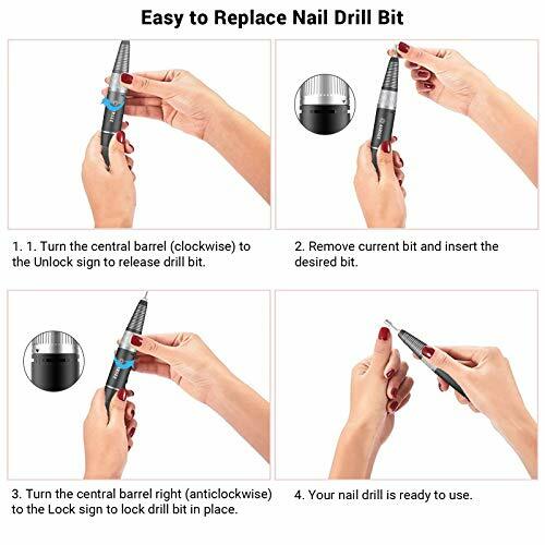 AIRSEE Rechargeable 30000RPM Electric Nail Drill Professional Assorted ...
