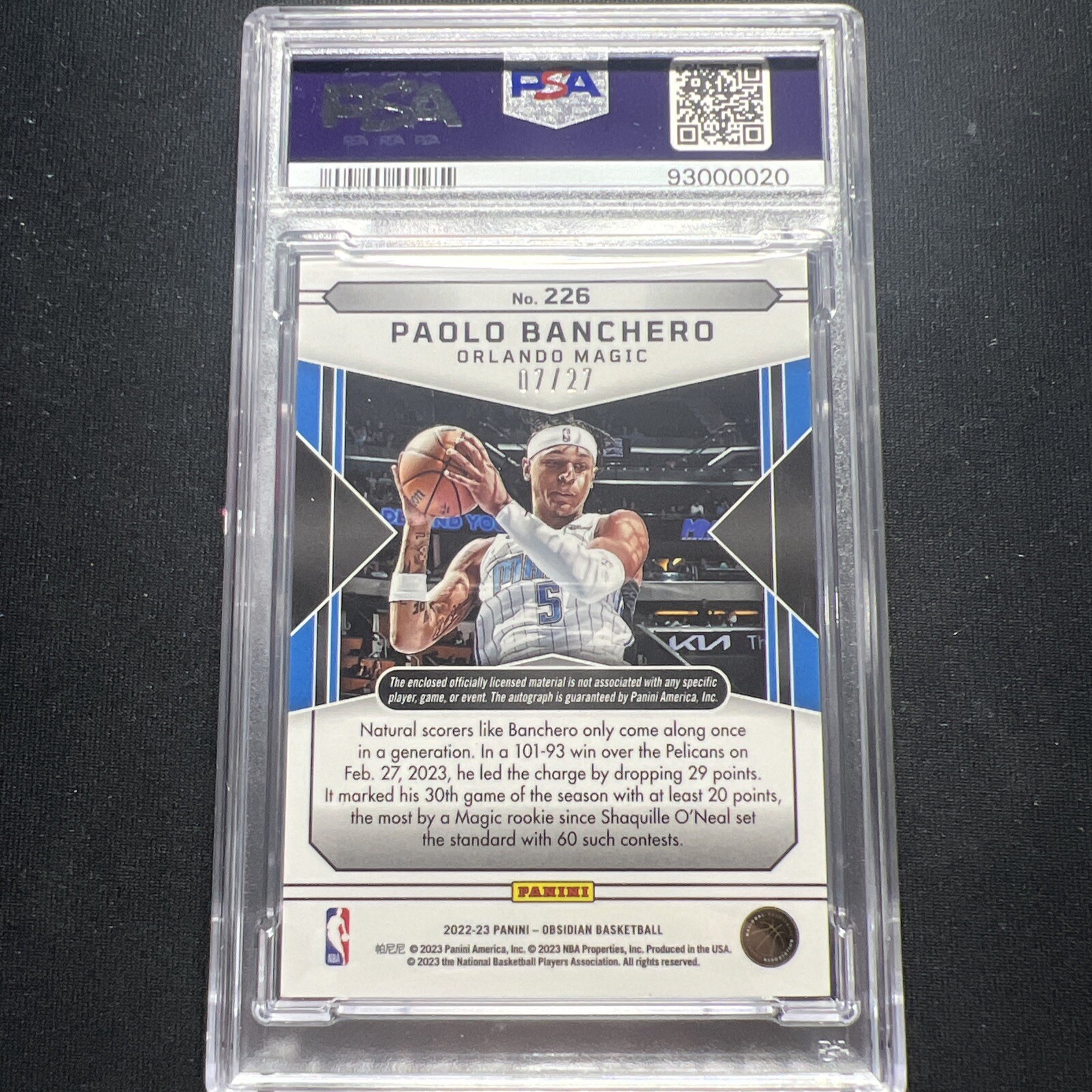 2022-23 Panini Obsidian - Rookie Jersey Ink Electric Etch Blue Flood # ...