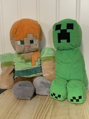 Minecraft Alex Plush Mojang 20” Pillow Soft Stuffed Toy & 14” Creeper ...