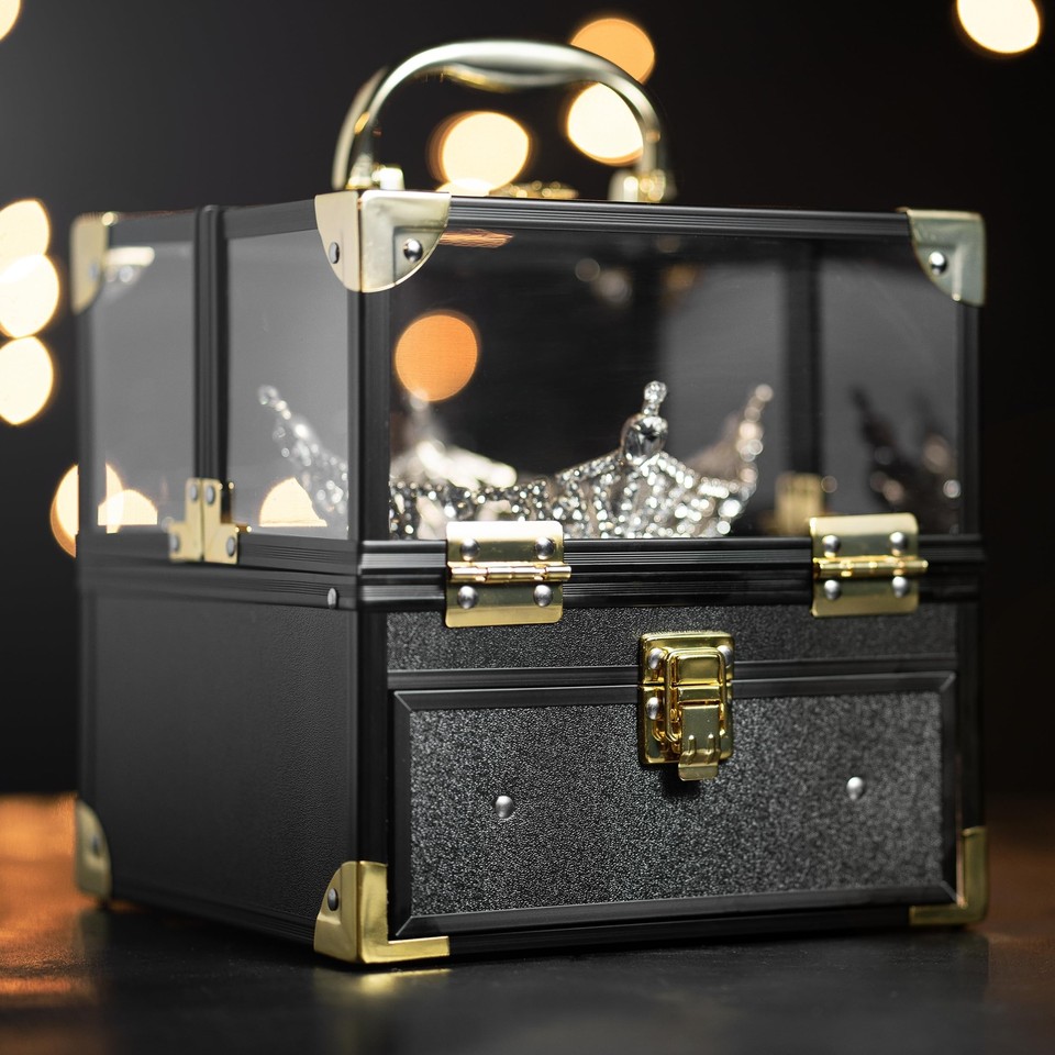 Pageant Crown Box Display, Tiara and Sash Holder, Carrying Travel Case ...