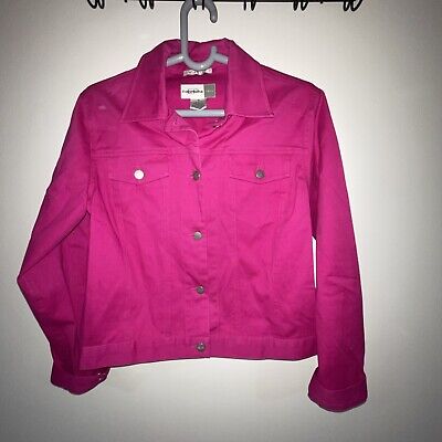 Evan Picone Twill Hot Pink Button Up Jacket Size Medium Stretch | eBay