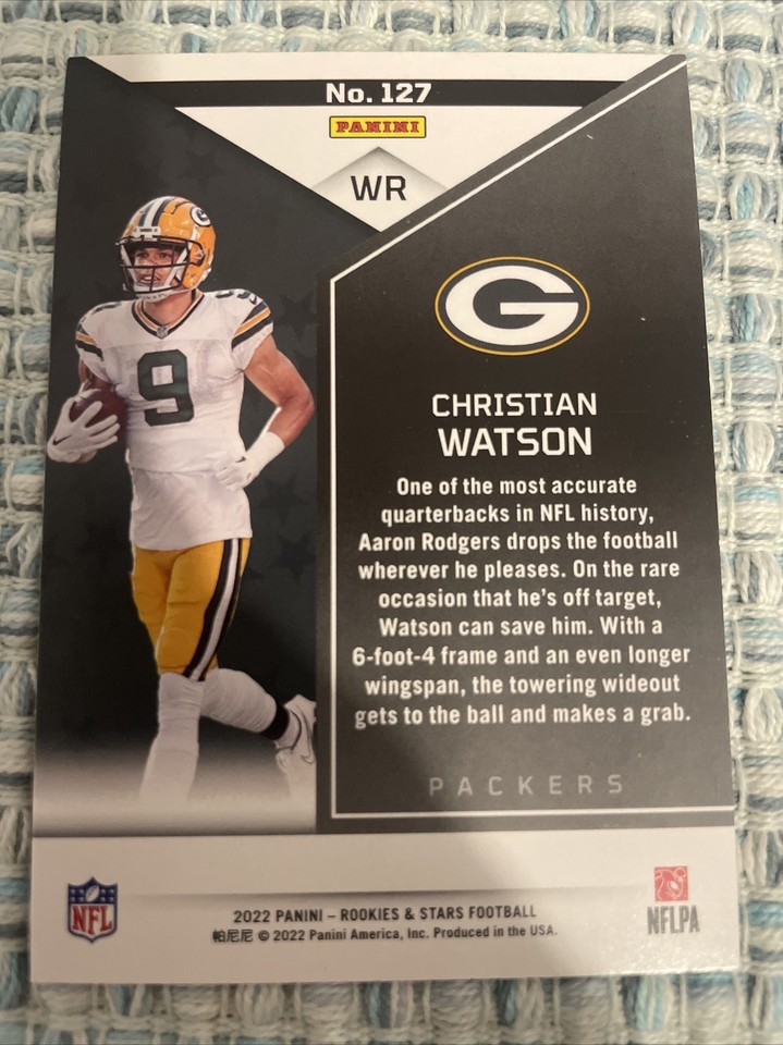 2022 Rookies and Stars-Christian Watson-PACKERS WR-Red Rookie Card#127 ...