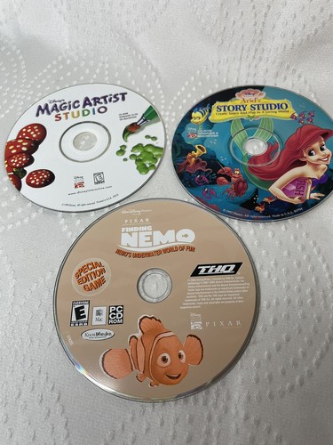 Lot of 3 Educational CD ROM Discs Finding Nemo Magic Artist Ariel's ...
