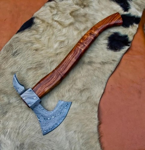 Damascus Axe, Damascus Steel Spike Axe with Wood Handle, Hatchet Axe ...