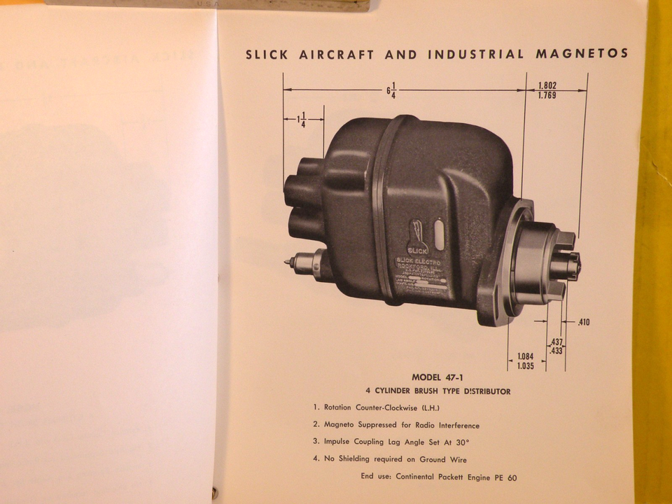 SLICK Magneto Dimensions CATALOG MANUAL Aircraft & Industrial Magnetos ...