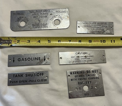 Lot Of 6 Original Antique Chromed Fire Truck Identification Data Plates ...