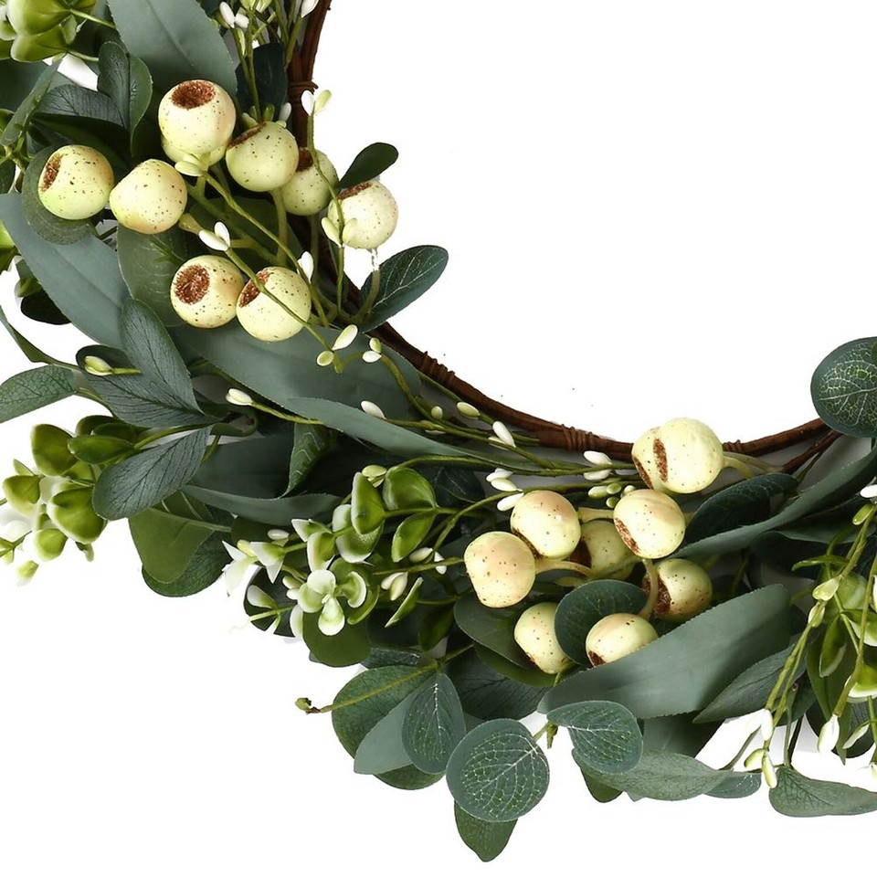 Artificial Spring Wreath 20 Inch Summer Wreaths for Front Door Green ...