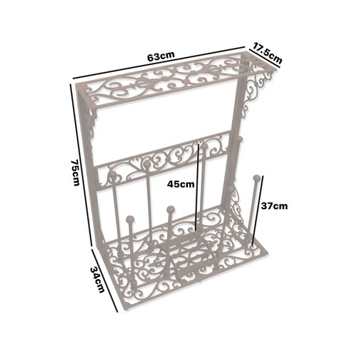 Woodside Cast Iron Boot Rack Organizer Storage Shoe Wellington Holder ...