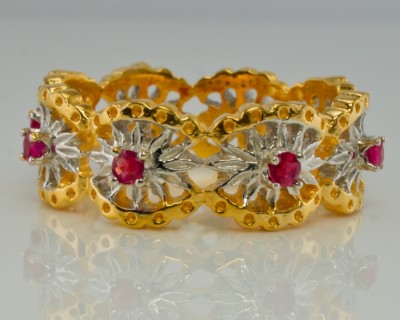 Ruby Eternity Ring 14K Gold Band Vintage Engagement Wedding by Franklin ...