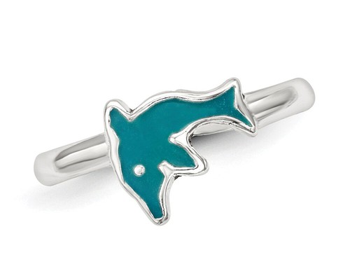Sterling Silver Polished Enameled Dolphin Toe Ring | eBay