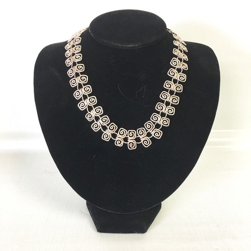 Vintage CII Mexico 925 Sterling Necklace Greek Key Spiral Square Link ...