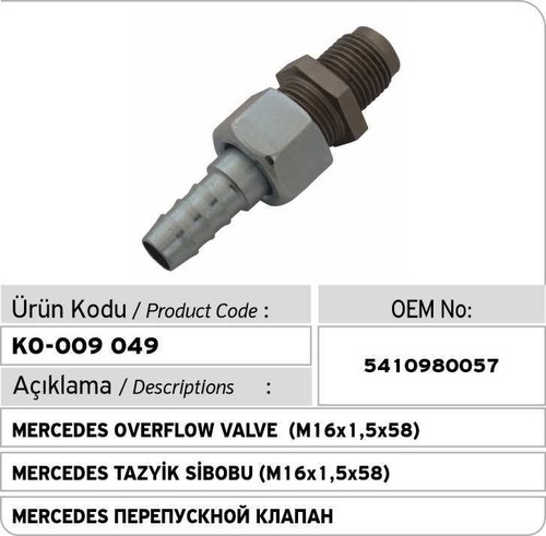 A5410980057 Mercedes Over Flow Valve A5410980457 | eBay