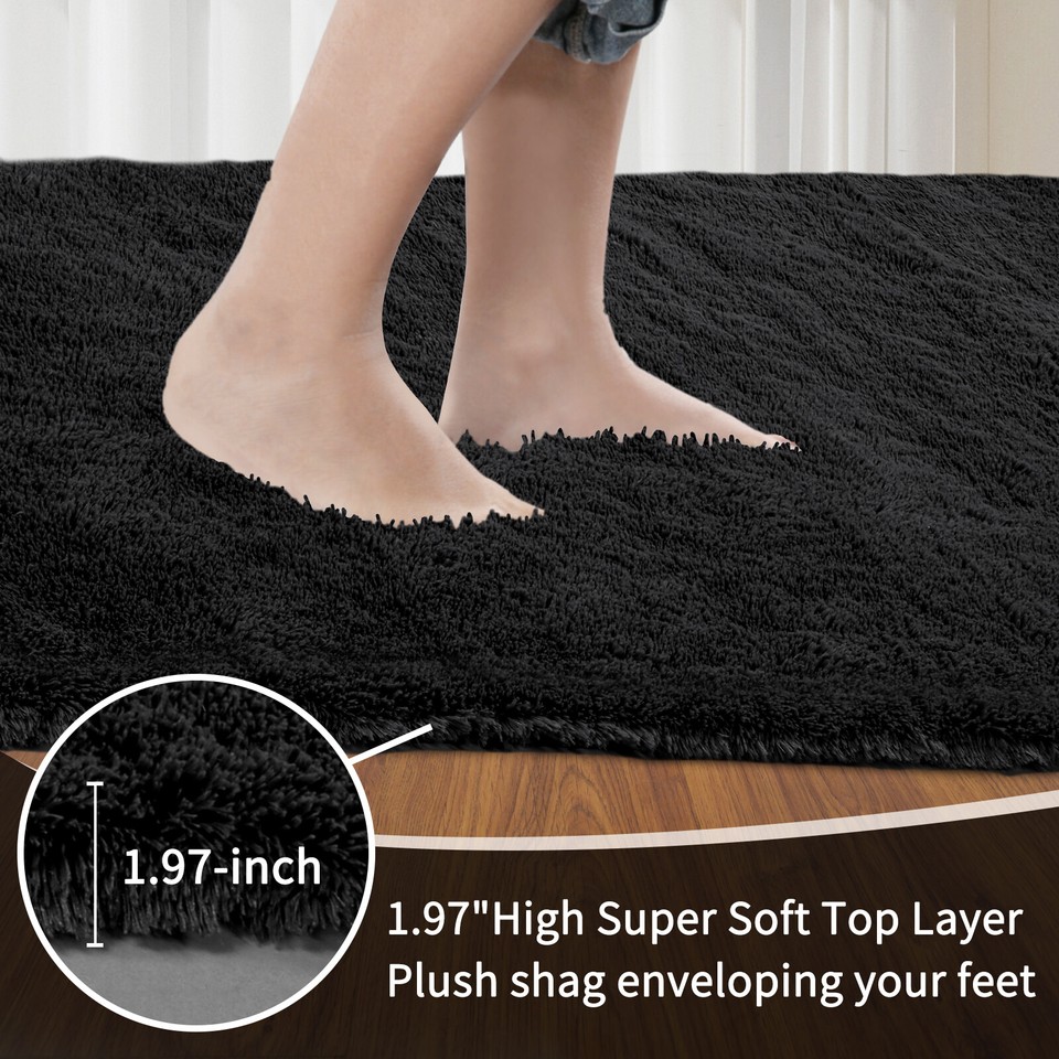 Fluffy Rugs Anti-Slip Large Shaggy Rug Super Soft Mat Living Room ...