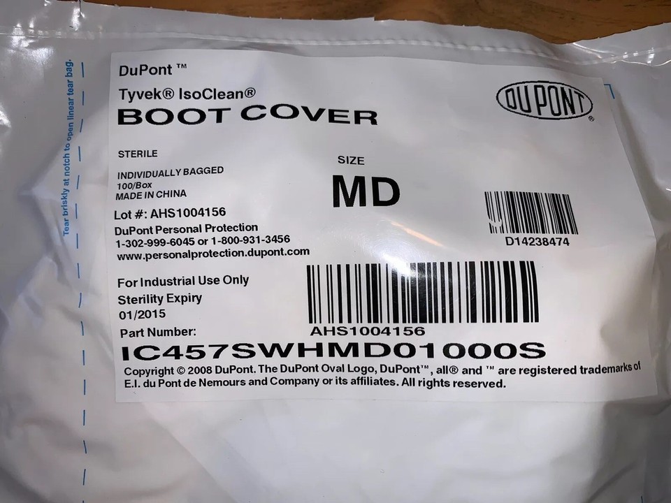 New Lot Of 10 DuPont Boot Cover Tyvek IsoClean IC457SWHMD01000S Medium ...