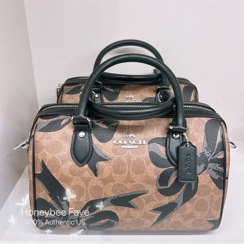 NWT Coach Rowan Satchel Bag In Signature Canvas With Bow Charm CY653 ...