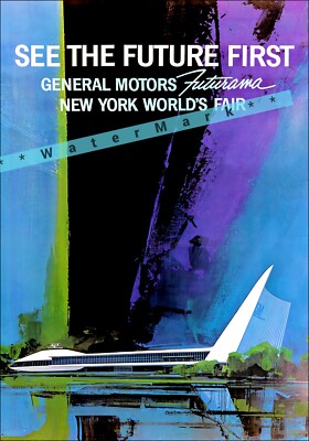 New York 1964 Worlds Fair GM Futurama Vintage Poster Print Retro Style ...
