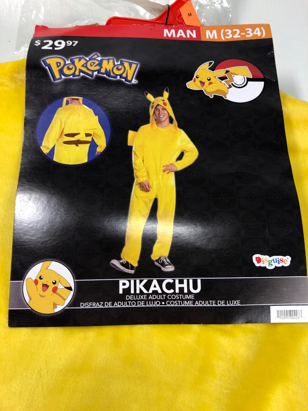 Pokemon Pikachu Adult Deluxe Costume Sz M 32-34 Disguise With Hood for ...